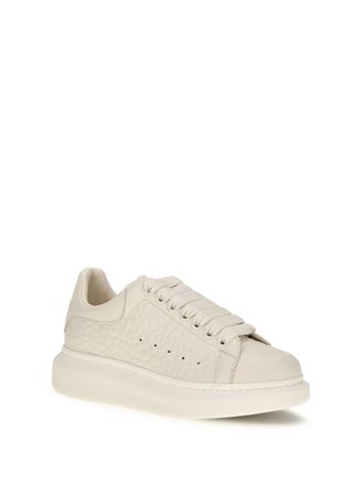 Alexander McQueen Womens Oversized Pebbled Leather Sneakers White