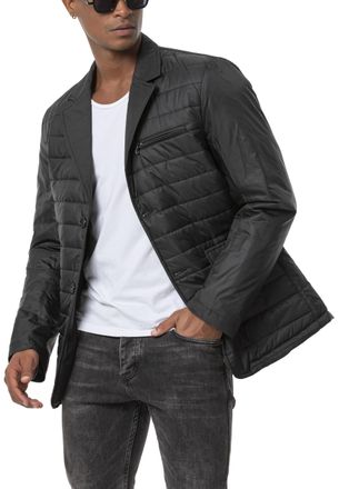 Red Bridge Herren Steppjacke Eleganter Blazer-Stil mit Daunenoptik Leichte Übergangsjacke Schwarz XXL