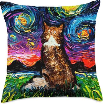 Generic Sheltie Sternennacht Shetland Sheepdog Hund Sofakissenbezug Vintage Kissen-Bezug Weich Kissen Fall 45X45Cm Werfen Sie Kissenbez&uuml;ge F&uuml;r Auto Outdoor Wo