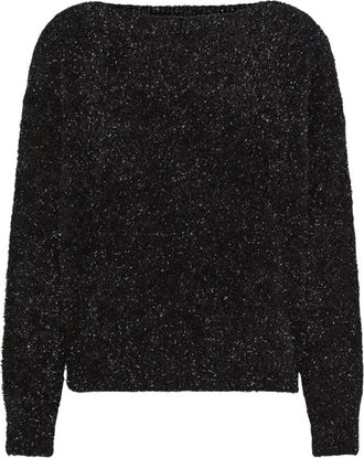 Ni&ugrave; Rundhals-Strickpullover mit Lurex - - Knitwear - Damen - Schwarzk - L