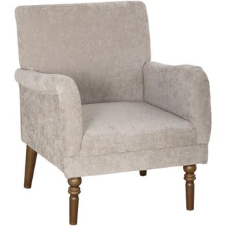 HOMCOM Fauteuil de salon - HOMCOM - dossier haut, accoudoirs, assise large - pieds en bois dh&eacute;v&eacute;a, tissu en lin - 70x75x88cm - gris