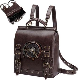 Generico Sac pour ordinateur portable Steampunk - sac &agrave; dos en cuir r&eacute;tro, sac &agrave; dos gothique | Sac &agrave; dos &agrave; &eacute;paule, sac &agrave; dos pour ordinateur portable de style
