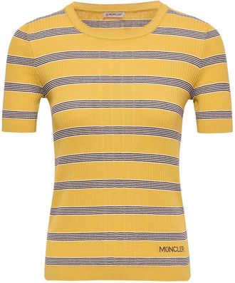 Moncler Moncler T-shirt En Coton Ray&eacute;, Femme, Multicolore, Taille: M
