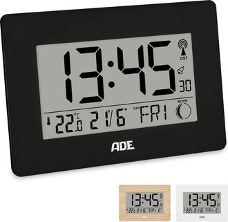 ADE Große Funkuhr digital mit XXL-Ziffern | Tischuhr mit Kalender und Wochentag | Digitale Uhr mit Temperaturanzeige | Funkwecker digital mit Batterie | s