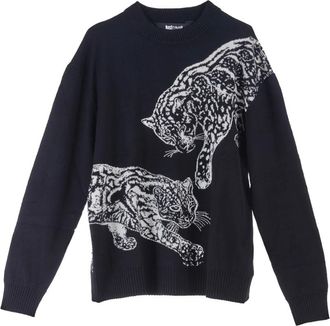 Just Cavalli Homme, Pulls, Noir, Taille: XL Maglia Leopardi