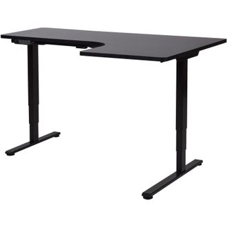 Beliani Schreibtisch Rechts Schwarz Melamin L-Form 160x59 cm mit Metallgestell Elektrisch H&ouml;henverstellbar B&uuml;ro Steh-Sitz-Tisch Stehtisch