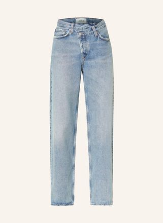 A Gold E Agolde Straight Jeans Arc Criss Cross blau
