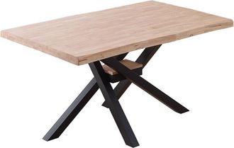 PEGANE Pegane - Table à manger rectangulaire en bois coloris chêne nordique pieds noir - Longueur 150 x profondeur 90 x hauteur 76 cm
