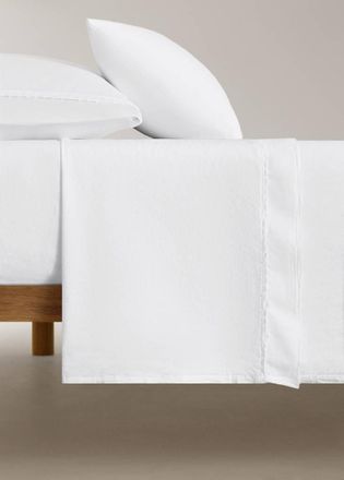 Mango Drap plat coton lav&eacute; en dentelle &agrave; volant pour berceau blanc - Home - 100x150cm - MANGO HOME