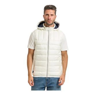 Yes-Zee YES Zee, Homme, Vestes, Blanc, Taille: XL Gilet sans manches matelass&eacute; avec capuche