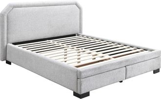 Vente-Unique Lit 2 Personnes Avec sommier - 160 x 200 cm - Gris Clair - INASTO