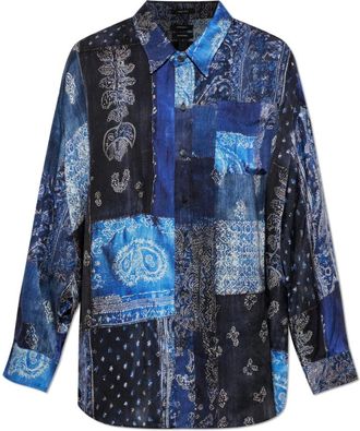 R13 Femme, Blouses et Chemises, Bleu, Taille: 38 FR Chemise &agrave; col tombant