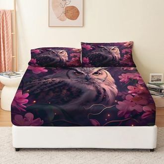 Generic Belle Chouette Drap Housse Bonnets 30 cm pour Matelas &Eacute;pais 90 x 190 cm Multicolore Housse de Matelas en Microfibre avec Une Rebord &Eacute;lastique