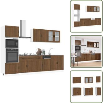 vidaXL 7-tlg. K&uuml;chenschrank-Set Braun Eichen-Optik Holzwerkstoff - K&uuml;chenschrank-Set - K&uuml;chenschrank-Sets - K&uuml;chenzeile Einbauk&uuml;che - K&uuml;chenschrank