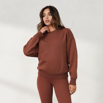 Lounge Underwear 365 Übergroßer Crew Neck Pullover - Schokolade