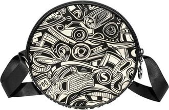 Generic Sac &agrave; bandouli&egrave;re Circle pour femme, petit sac &agrave; bandouli&egrave;re avec fermeture &eacute;clair, bretelles r&eacute;glables, sac &agrave; main rond d&eacute;contract&eacute; pour femmes et fi