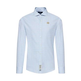 La Martina Homme, Chemises, Bleu, Taille: S Chemise &agrave; rayures en coton bleu et blanc