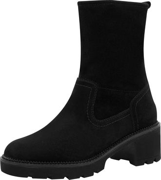 Tamaris Comfort Damen Stiefeletten aus Leder mit Blockabsatz, Schwarz (Black), 40 EU