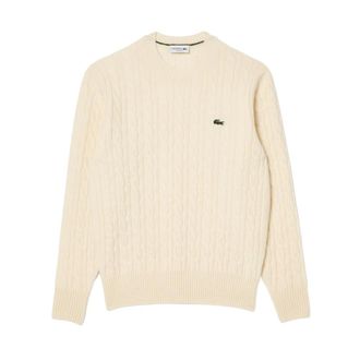 Lacoste Cable Knit Rundhals-Pullover - - Knitwear - Herren - Beige - 2XL