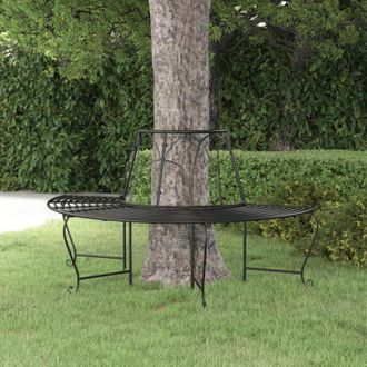 vidaXL Vidaxl - Banc demi-circulaire tour darbre &Oslash;159 cm Noir Acier