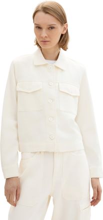 Tom Tailor Damen Basic Blazer-Jacke mit Brusttaschen, off white, L