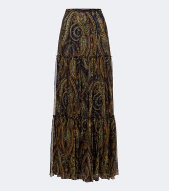 Etro Jupe longue en soie m&eacute;lang&eacute;e