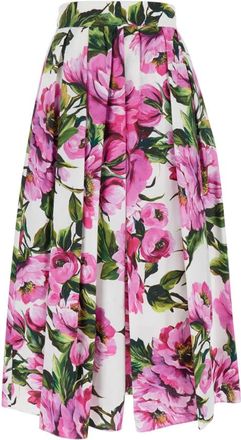 Dolce & Gabbana Femme, Jupes, Multicolore, Taille: 40 FR Jupe Rose Motif Pivoine