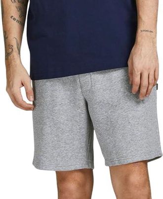 Jack & Jones Bermuda de Sport Court et Confortable avec Poches lat&eacute;rales, Gris Clair chin&eacute;, M