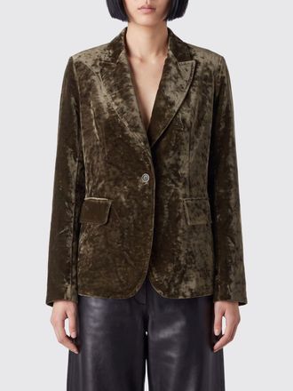 Uma Wang Blazer court &agrave; simple boutonnage en velours avec un col classique