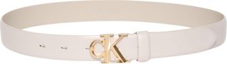 Calvin Klein Damen Gürtel Buckle 3,0 cm mit Monogramm-Schnalle, Elfenbein (Chateau/Antique Light Gold), 70 cm
