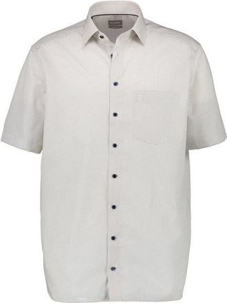 Olymp Herren Kurzarmhemd beige gemustert Comfort Fit