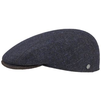 Lierys Garrick Ivy Flatcap Schieberm&uuml;tze Virgin Wool Herren Baumwollfutter Herbst Winter Made in EU dunkelblau 55 cm