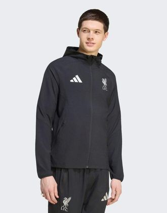 adidas Liverpool fc Tiro Reise-Windbreaker mit durchgehendem Rei&szlig;verschluss in Schwarz