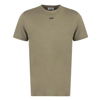 Off-white Baumwoll-T-Shirt mit Rundhalsausschnitt - - Tops - Herren - Gr&uuml;n - S