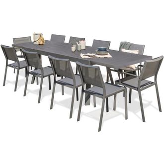 DCB Garden STOCKHOLM - Ensemble repas de jardin 10 places en aluminium - DCB GARDEN