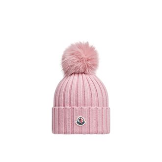 Moncler Moncler Bonnet En Laine Avec Pompon, Femme, Rose, Taille: Uni