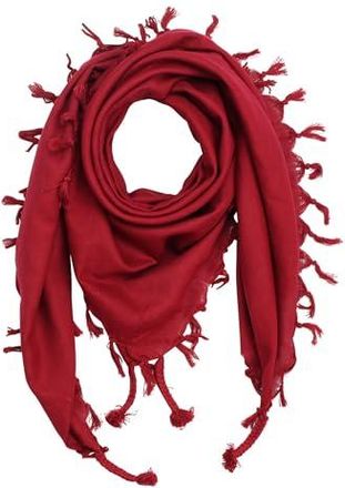 Freak Scene Foulard de coton fine et tiss&eacute;e dense - rouge - 100 x 100 cm - &agrave; franges - toile carr&eacute;e - keffieh en coton