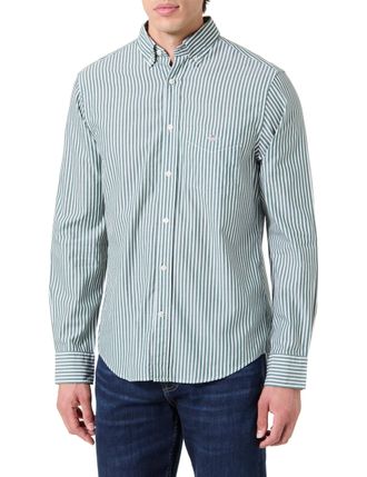 GANT Herren REG Classic POPLIN Stripe Shirt Hemd, Gr&uuml;n, XL