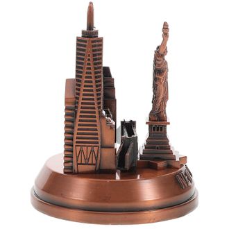 Artibetter JEWEDECO New York City Metallmodell Turmsouvenir aus Rotem Kupfer 7X7X87cm Filigrane Miniatur Heimdekoration f&uuml;r Wohnzimmer B&uuml;ro