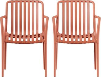 DRAWER Lot de 2 fauteuils de jardin en r&eacute;sine - Terracotta - Brano