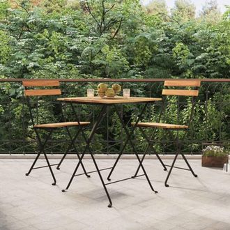 vidaXL Vidaxl - Chaises de bistrot pliantes 2 pcs Bois de teck solide et acier