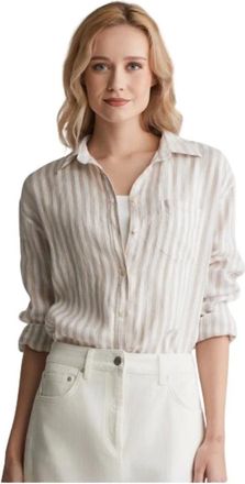 GANT Femme, Blouses et Chemises, Beige, Taille: 40 FR Linen Shirt