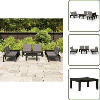 vidaXL 6-tlg. Garten-Lounge-Set mit Auflagen Kunststoff Grau - Gartensitzgruppe - Lounge Set - Gartenm&ouml;bel - Kunststoffe M&ouml;bel - Outdoor Furniture