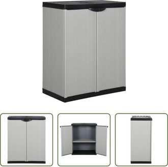 vidaXL Meuble ext&eacute;rieur - Armoire de rangement de jardin 1 &eacute;tag&egrave;re Gris/noir 68x40x85 cm