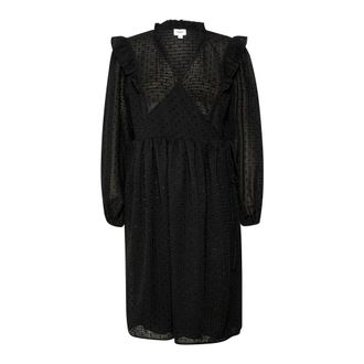 Saint Tropez Schwarzes Kleid mit Puff&auml;rmeln und R&uuml;schen - - Dresses - Damen - Schwarzk - XL