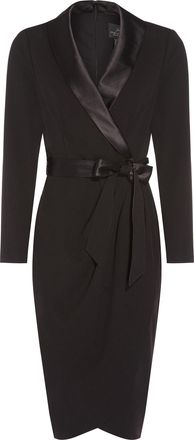 Adrianna Papell Damen Knick Crepe Smoking Wickelkleid L&auml;ssiges Kleid, schwarz, 44