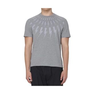 Neil Barrett Blitz Graues T-Shirt - - Tops - Herren - Grau - L