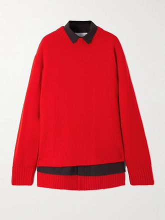 sacai Mehrlagiges Minikleid Aus Wolle - Rot