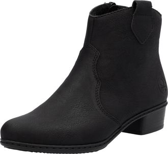 Rieker Westernstiefelette RIEKER, Damen, Gr. 37, schwarz, Lederimitat, unifarben, Schuhe, Stiefelette, Cowboyboots, Blockabsatz, mit Innenrei&szlig;verschluss, Top