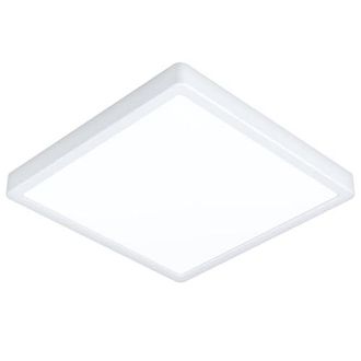 Eglo Plafonnier LED Fueva 6, lampe de plafond carr&eacute;e, &eacute;clairage de bureau, luminaire en saillie en plastique blanc, blanc chaud - blanc froid, 29x29 cm